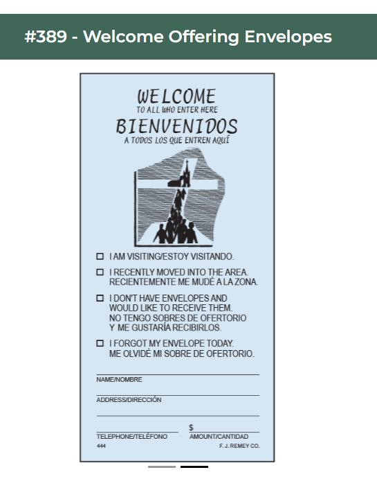 Envelopes - Welcome #389 (English or Bilingual) - McKay Church Goods