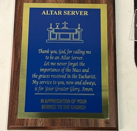 Altar Server Plaque - McKay Church Goods