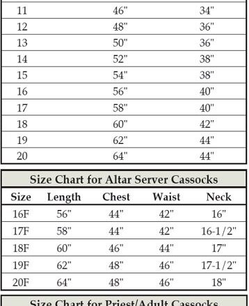 Altar Server Cassocks #600, Square Neck Surplice #890, Round Neck ...